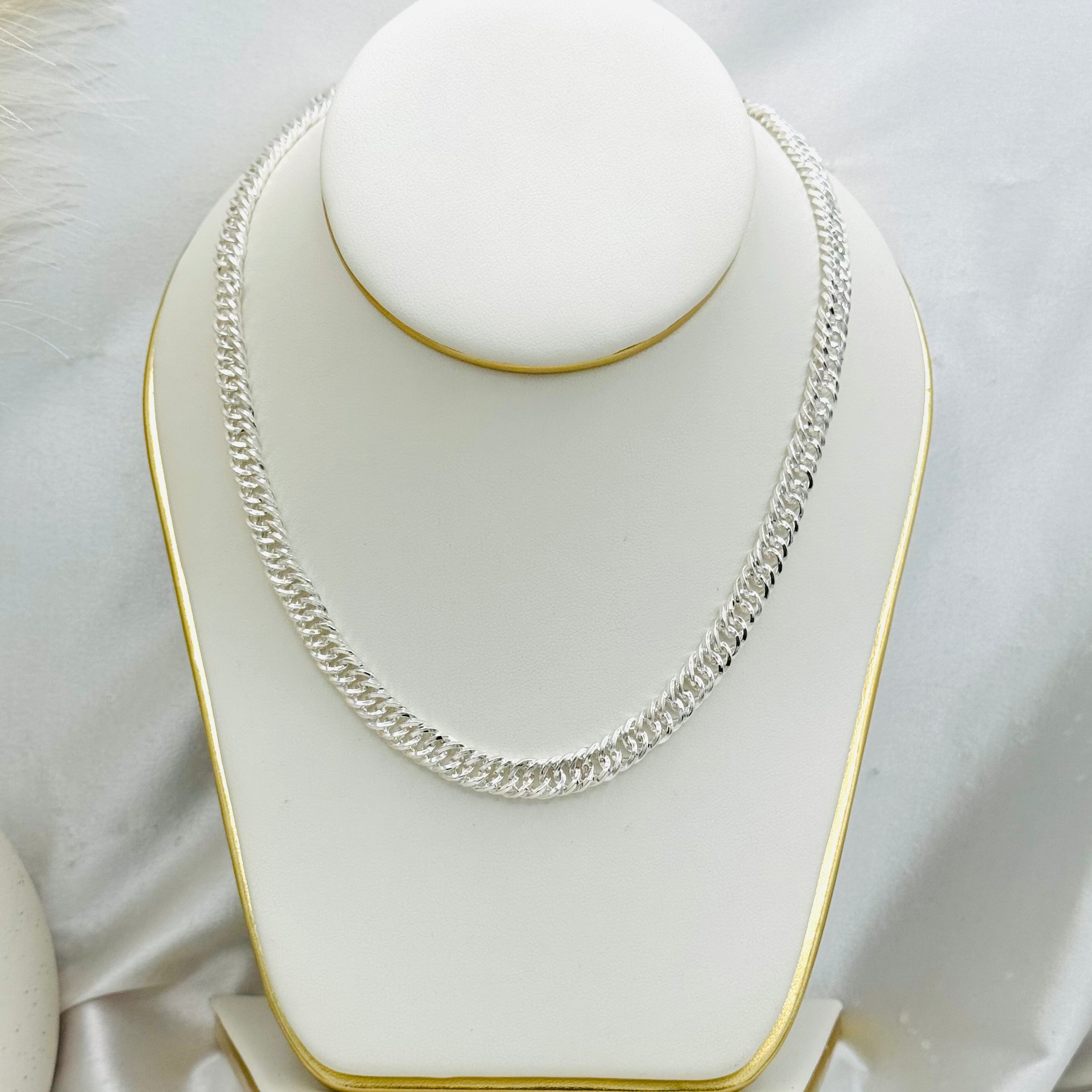 Double Cuban link chain Necklace in Sterling Silver MCH02 – Chandi Jewels
